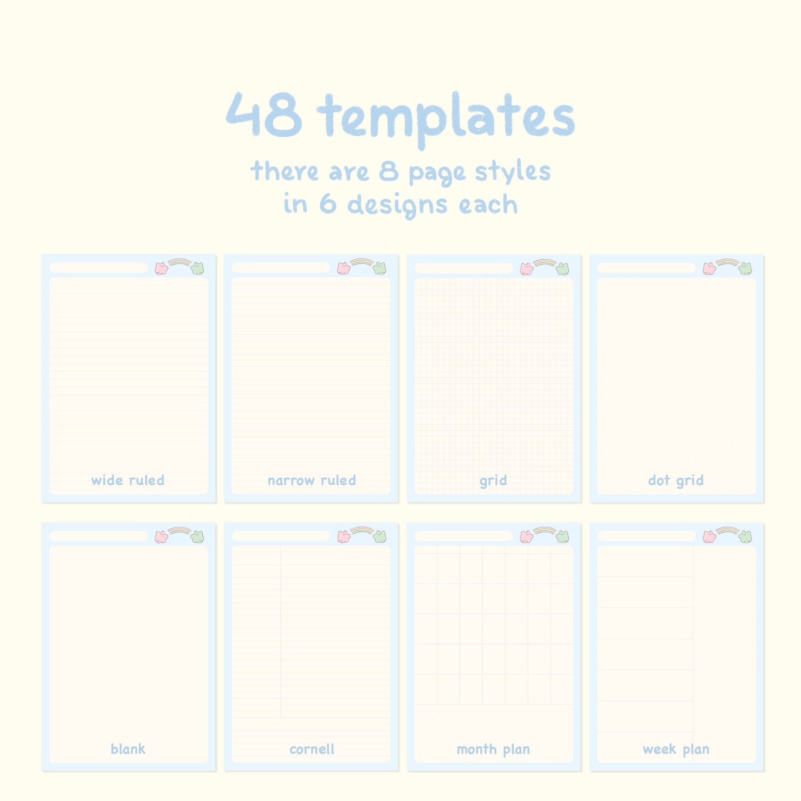 Cute Sky Blue Digital Notebook Template: Dreamland Goodnotes, Samsung ...