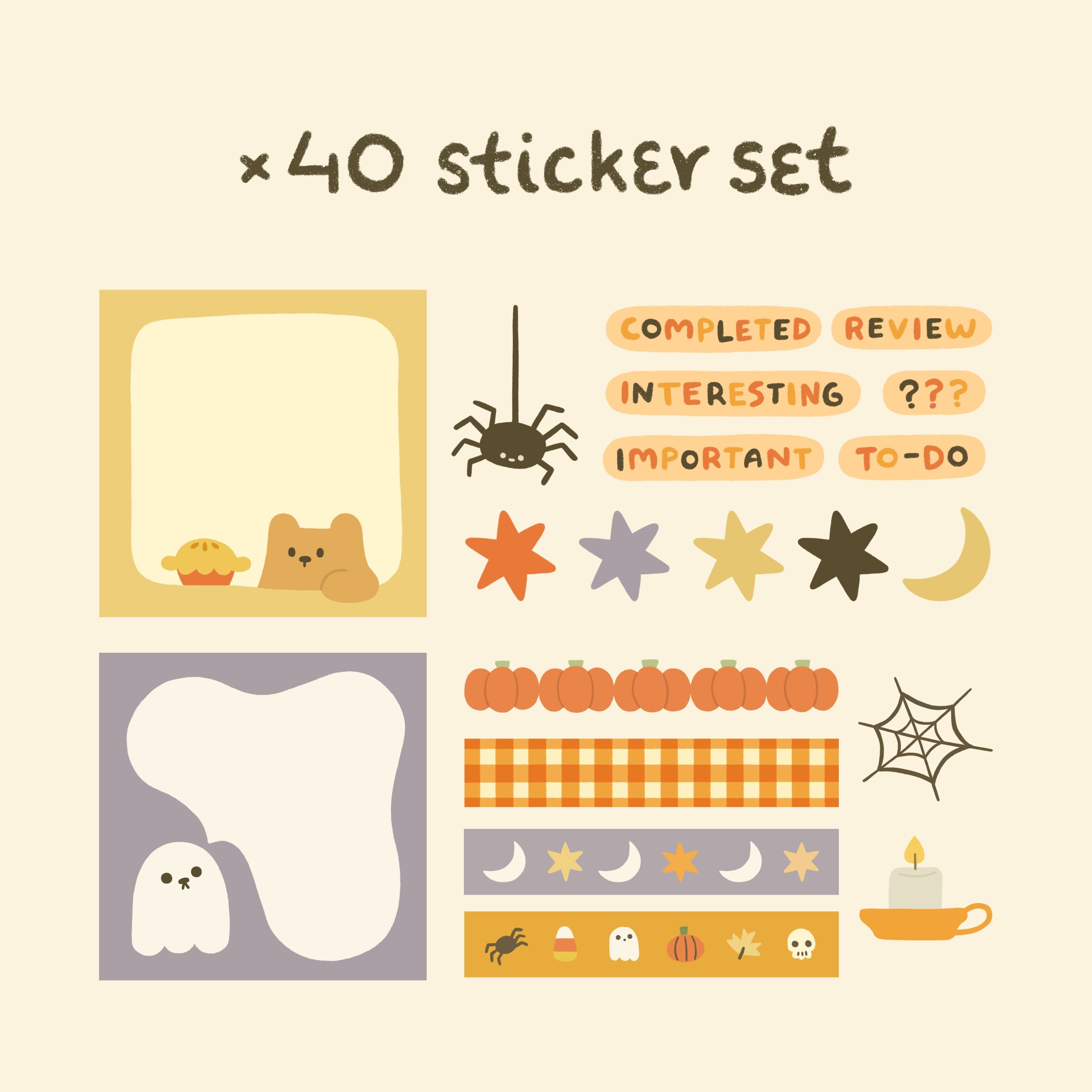 Cute Halloween Digital Note Templates: Spooky Season for - Etsy