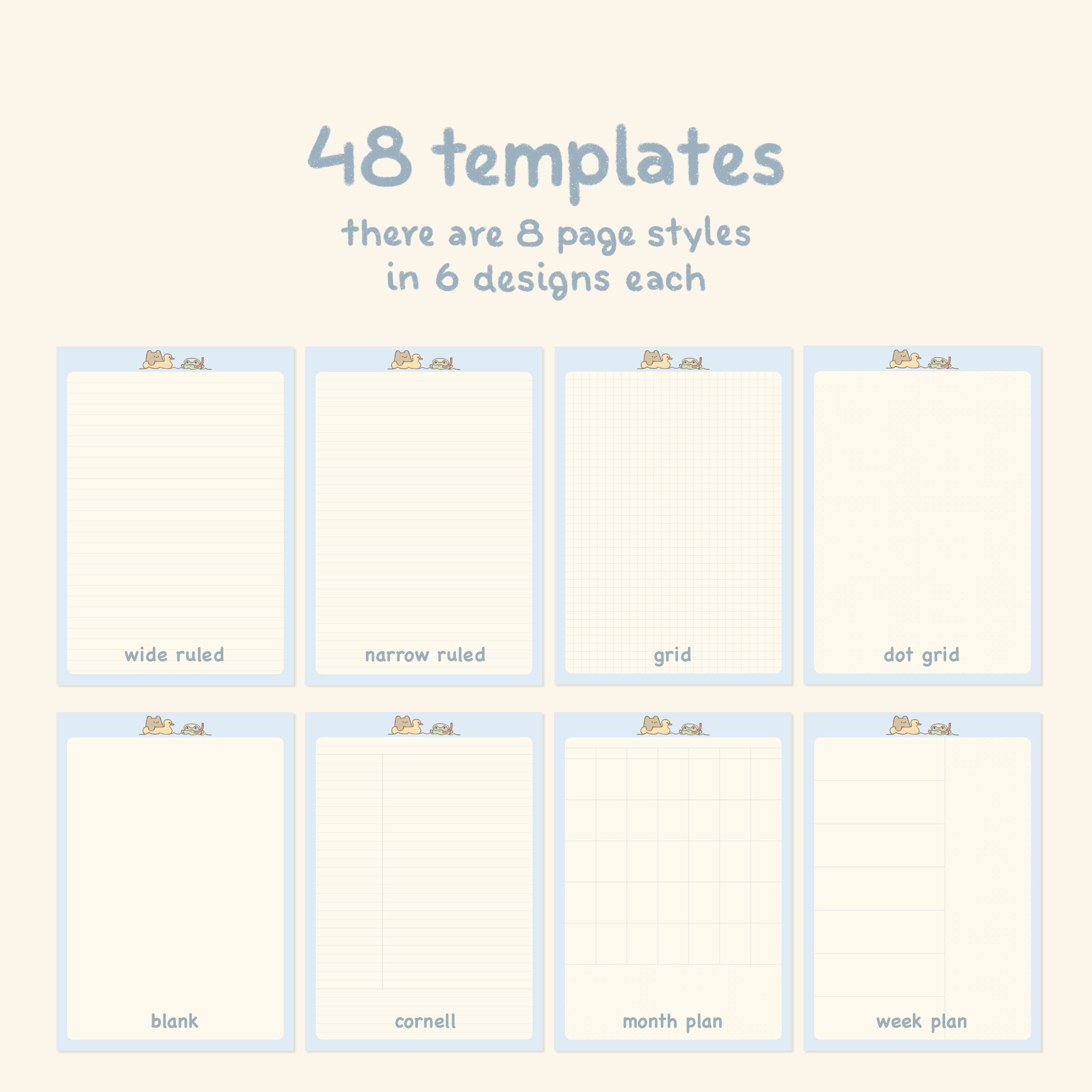 Cute Blue Digital Notebook Template: Beach Day | Goodnotes, Samsung ...