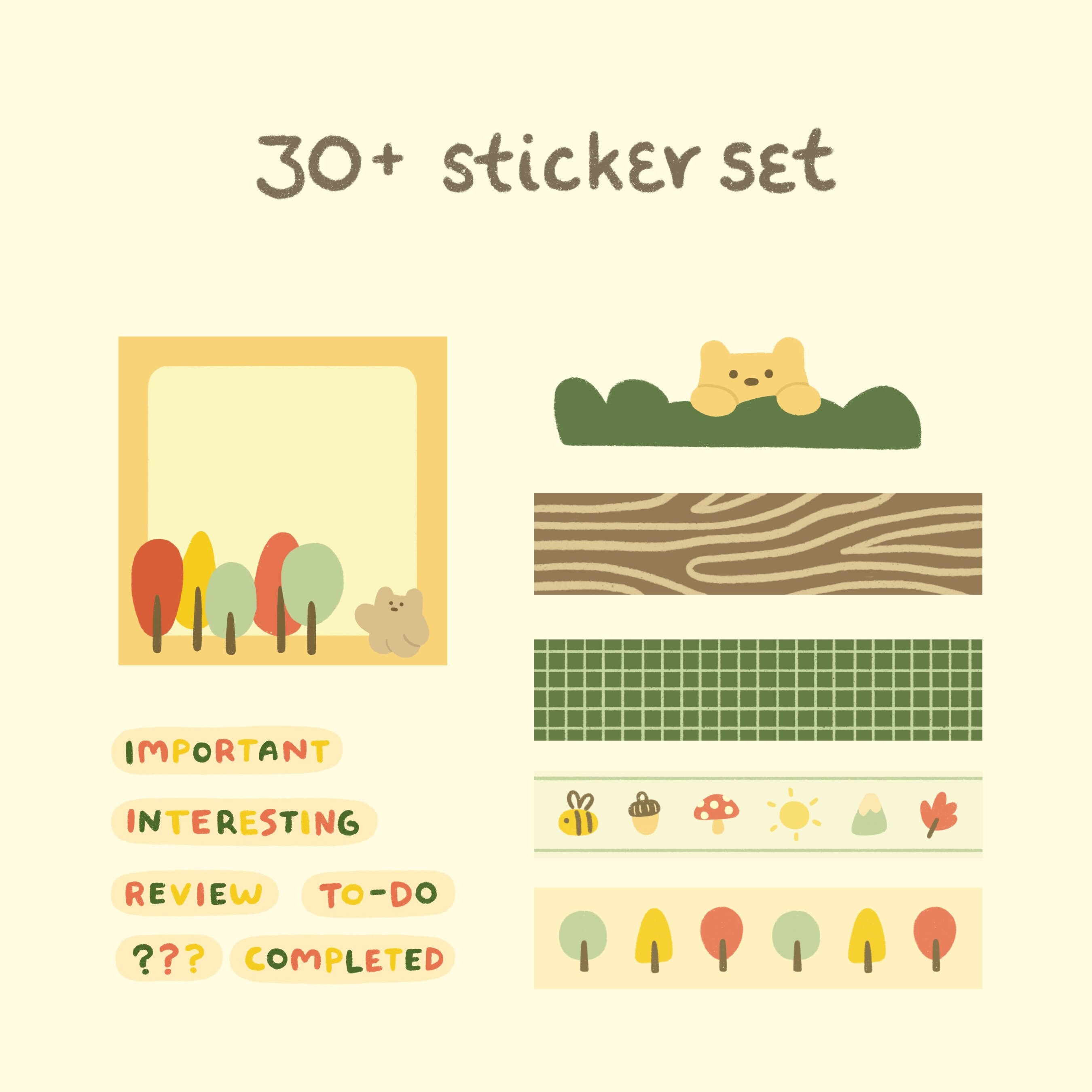 Cute Digital Note Templates: Woodsy Wonderland for - Etsy