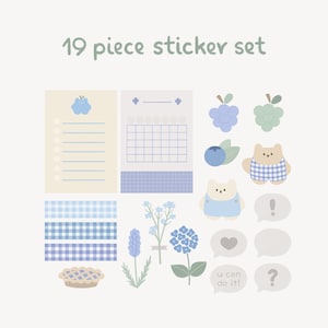 Cute Blue Digital Notebook With Tabs: Blueberry Bear | for Goodnotes ...