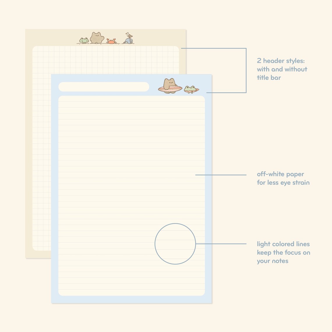 Cute Blue Digital Notebook Template: Beach Day | Goodnotes, Samsung ...