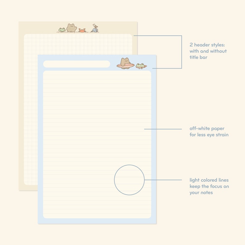 Cute Blue Digital Notebook Template: Beach Day Goodnotes, Samsung Notes ...