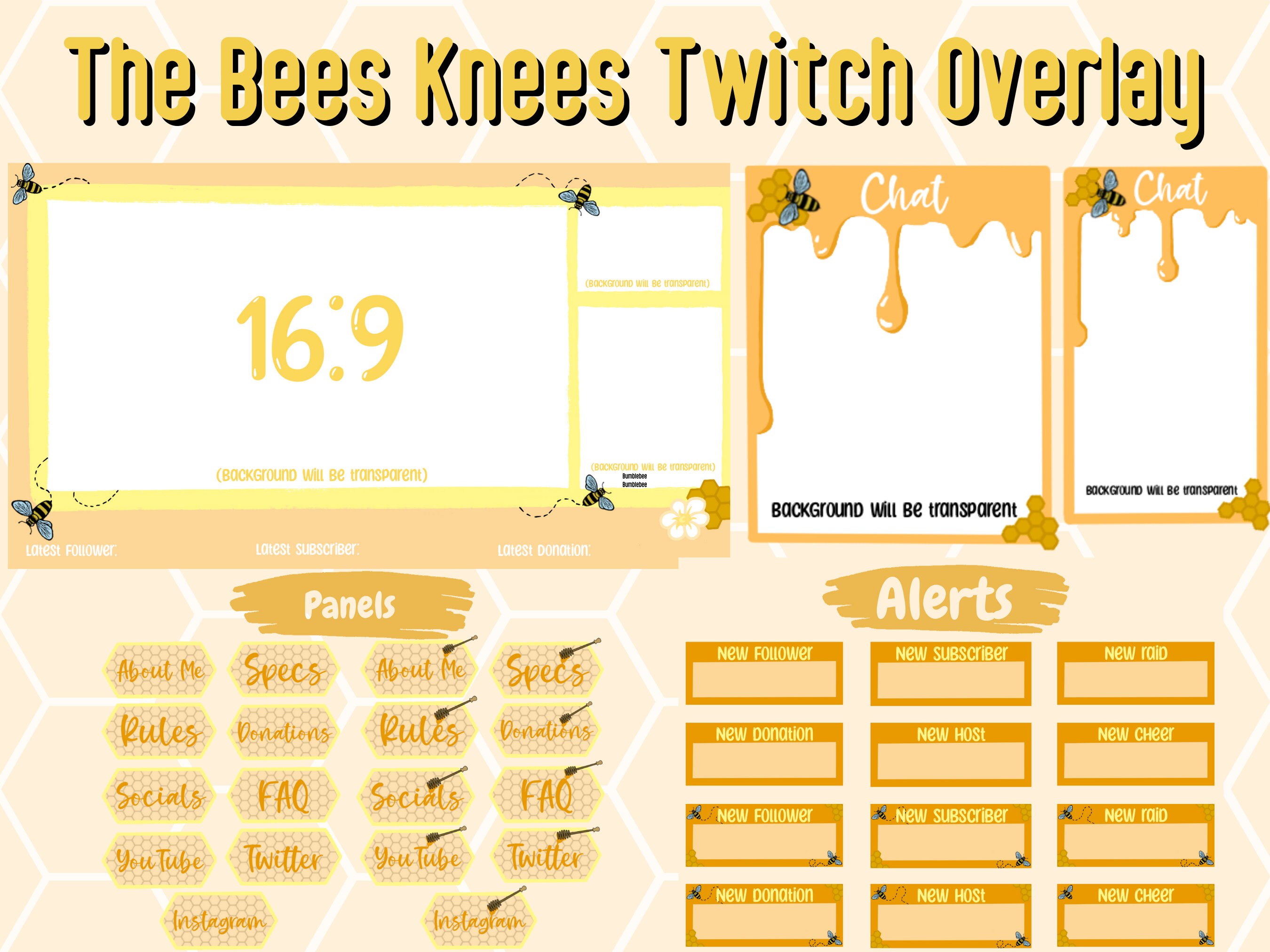 Honey Bee Twitch Stream Overlay Package Twitch Discord - Etsy
