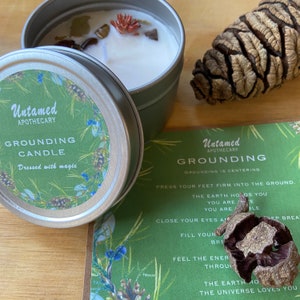 Grounding & Calming. Hand-poured, Soy Vegetarian Candle W. Crystals ...