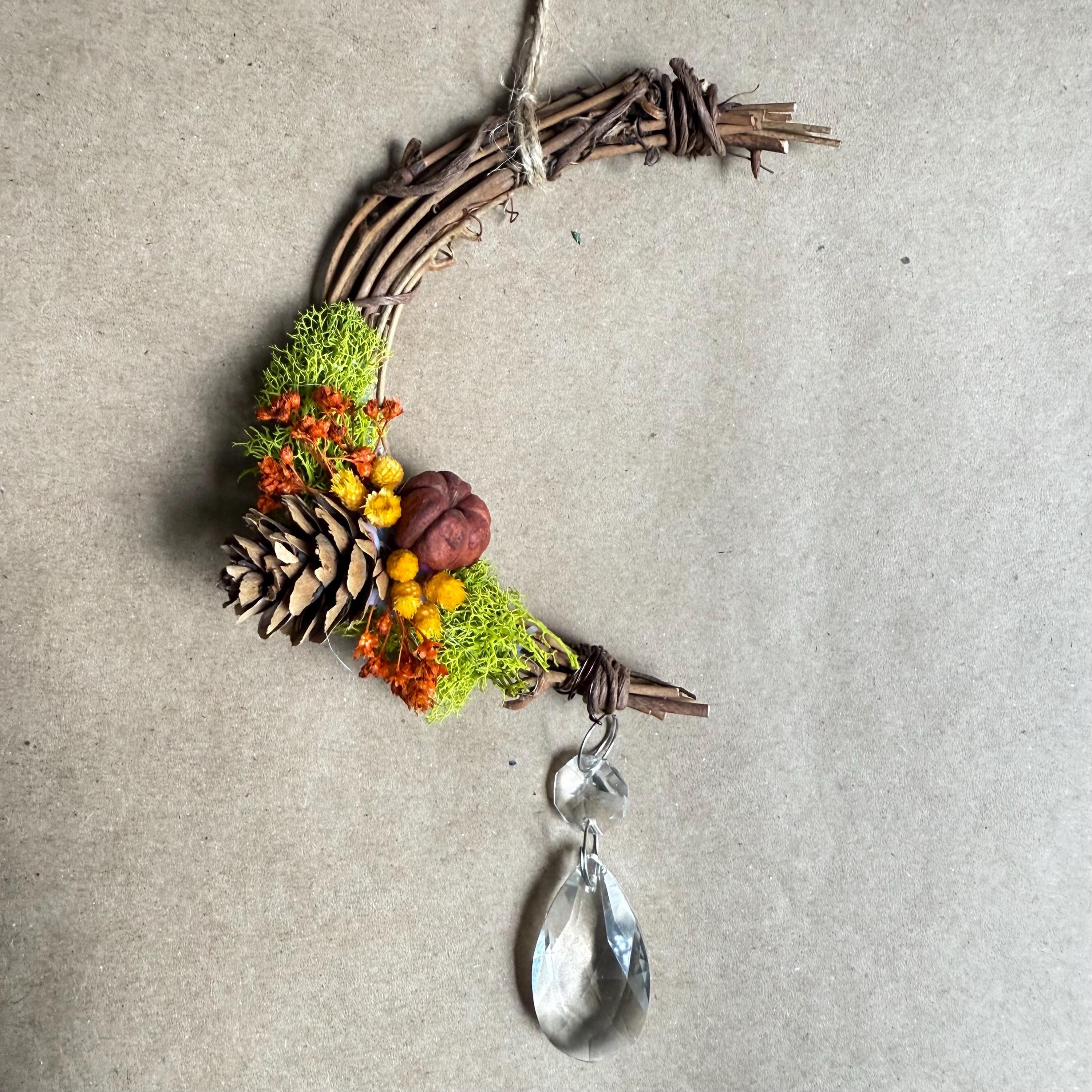 Moon Wreath Kit: Fall Craft, Pagan Decor - Dress Your Own Floral Moon ...