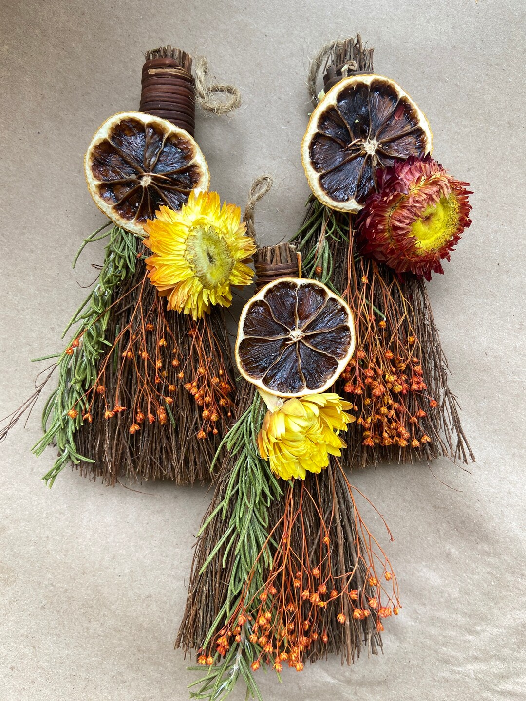 Dressed Fall Cinnamon Floral Scented Broom Besom. Mabon. Samhain ...