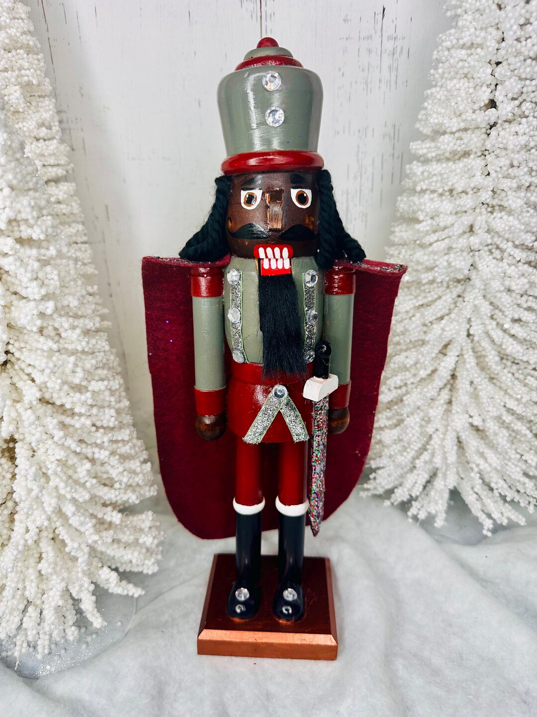 African American Nutcracker - Gray Maroon, Holiday, Decor - Etsy
