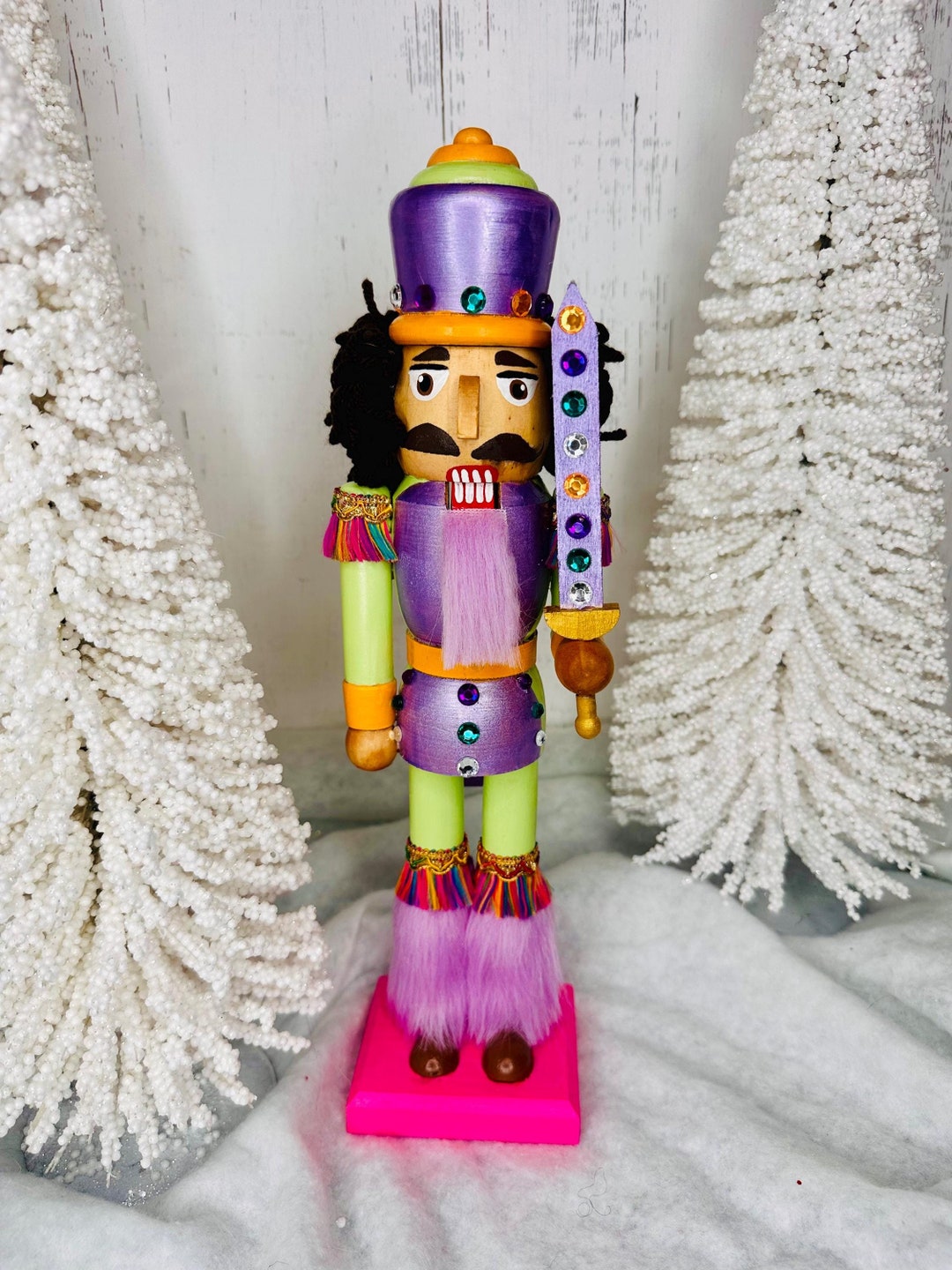 African American Nutcracker - Purple Lime Orange, Holiday, Decor - Etsy