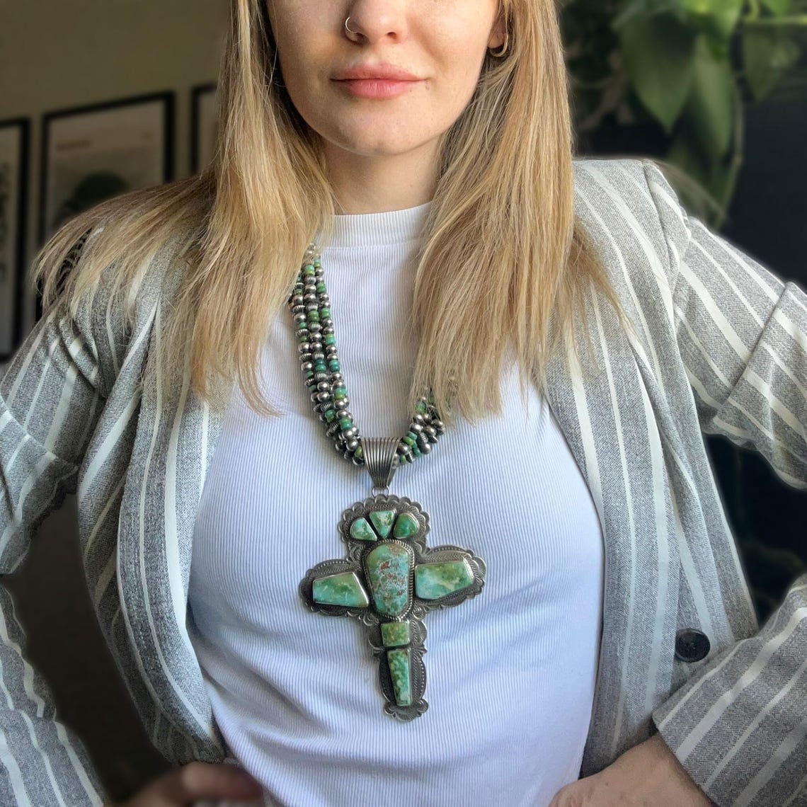 SET - HUGE Royston Turq Angel Pend/necklace Set Handmade by Navajo ...