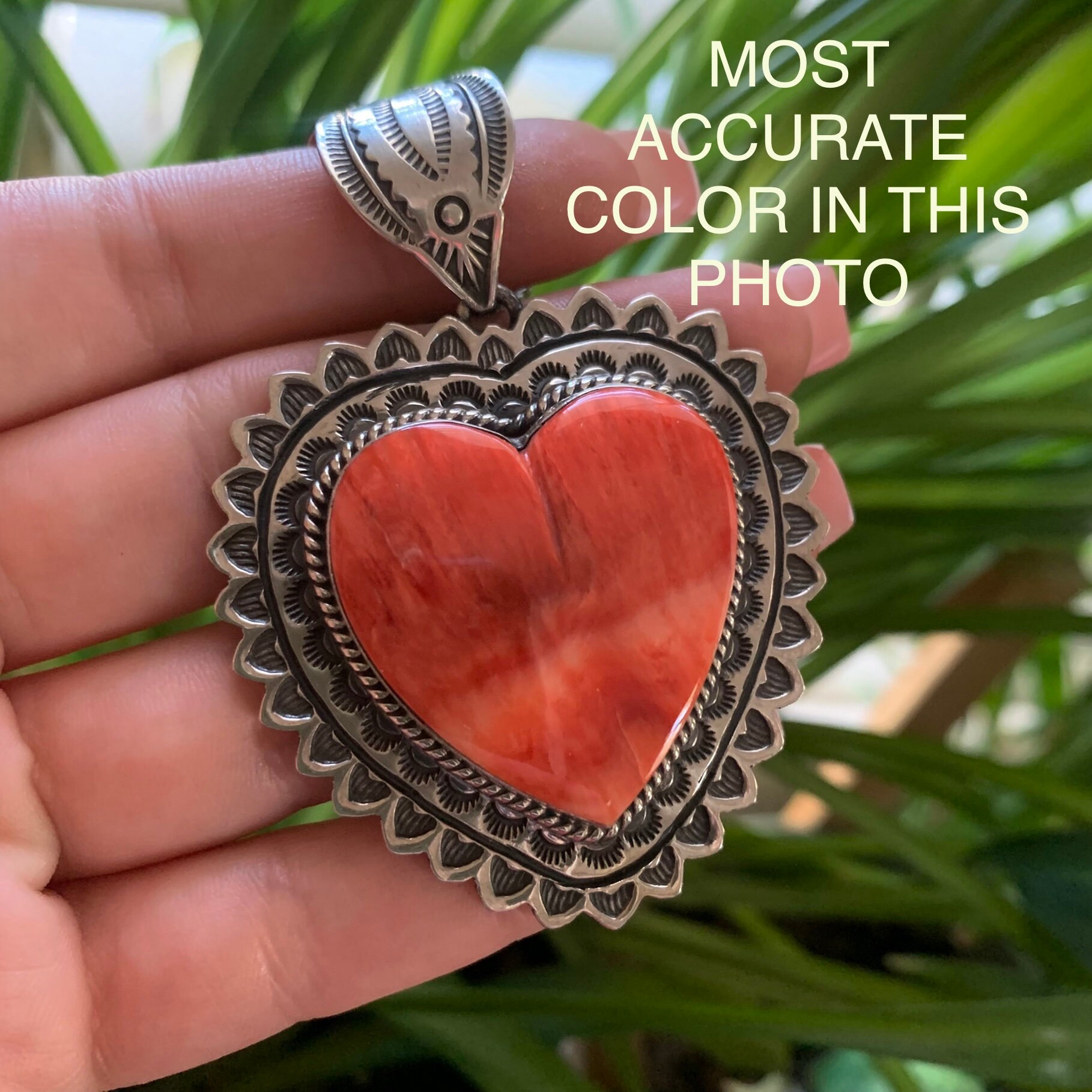 Red Spiny Oyster Shell Sunlight Heart Pendant Handmade by - Etsy