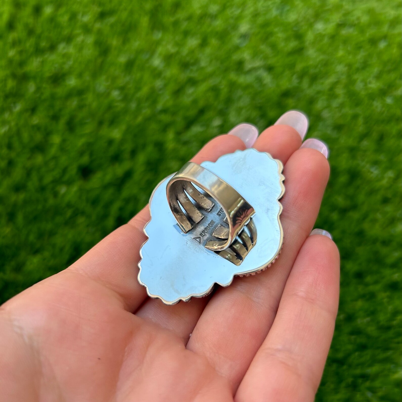 Gem Grade Royston Turquoise LG Oval Museum Ring Handmade Navajo Derrick ...