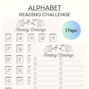 Alphabet Reading Challenge - A-Z Reading Challenge - Printable Journal Page - Reading Tracker ...