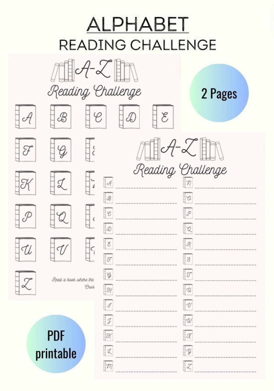 Alphabet Reading Challenge - A-Z Reading Challenge - Printable Journal ...