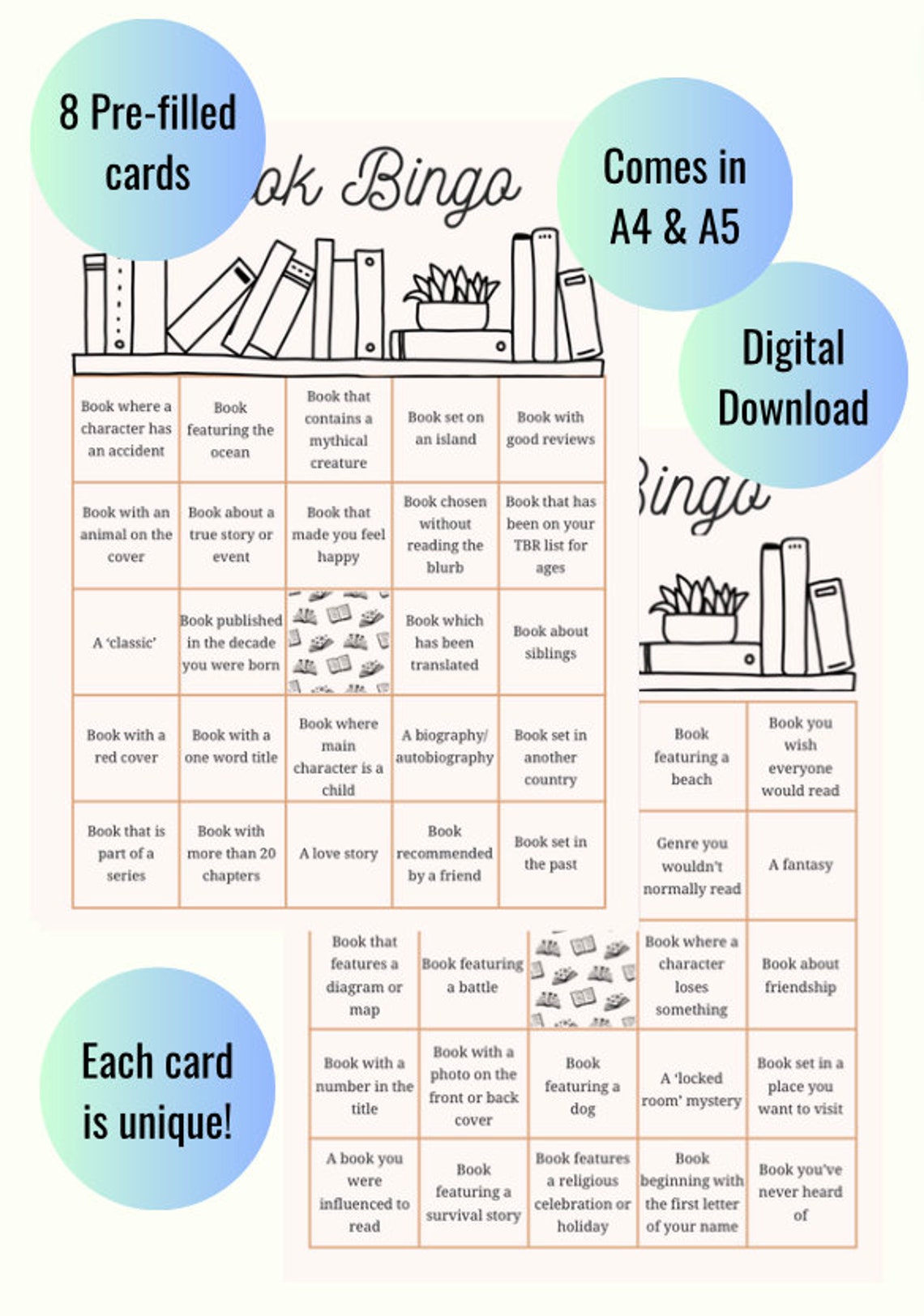 Book Bingo - Printable Journal Page - Reading Log - Planner Page ...