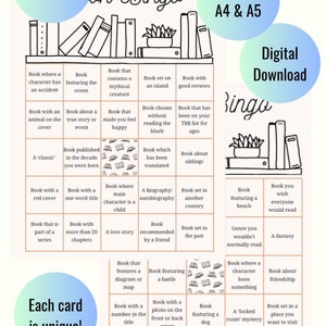 Book Bingo - Printable Journal Page - Reading Log - Planner Page ...