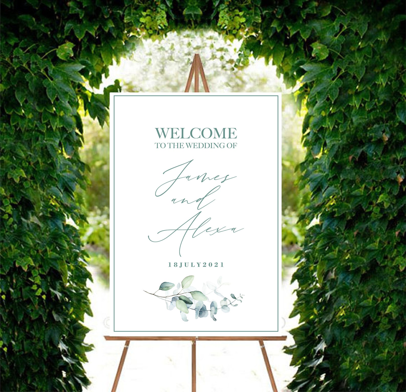 Eucalyptus A1 Welcome Sign Personalised Wedding Sign A1 | Etsy Australia