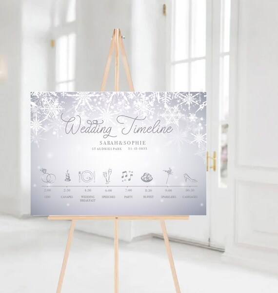 Snowflake Timeline Winter Wedding Order of the Day Snowflake - Etsy