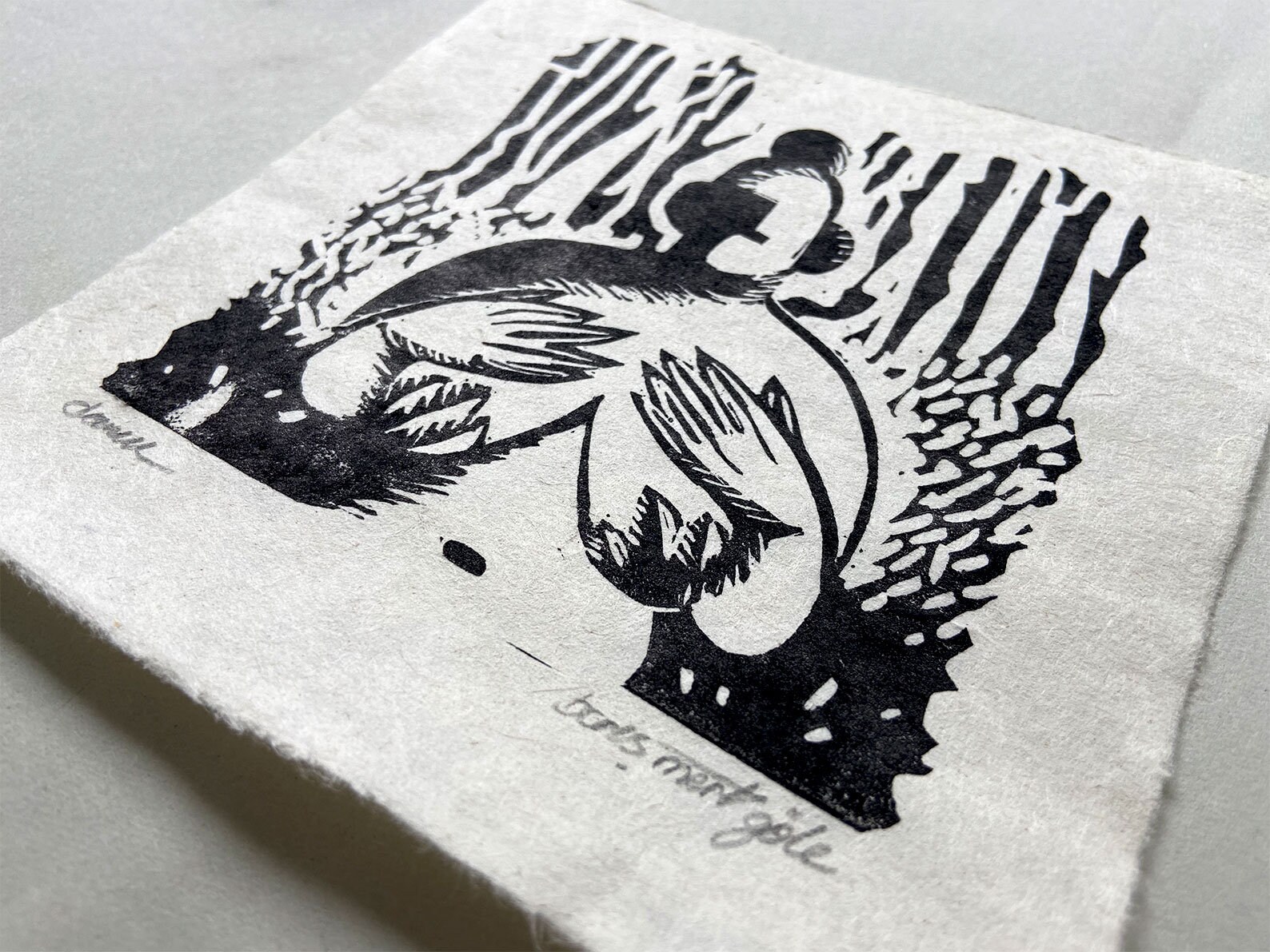 Damu Original Lino Print Hand Printed Lino Print on Handmade Paper - Etsy
