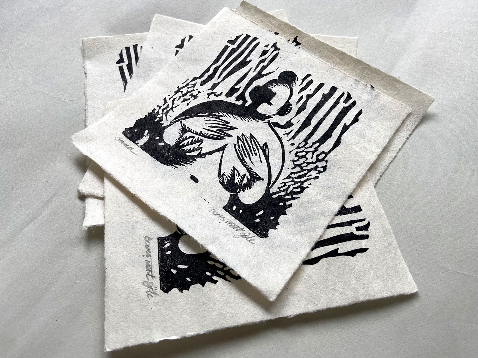 Damu Original Lino Print Hand Printed Lino Print on Handmade Paper - Etsy