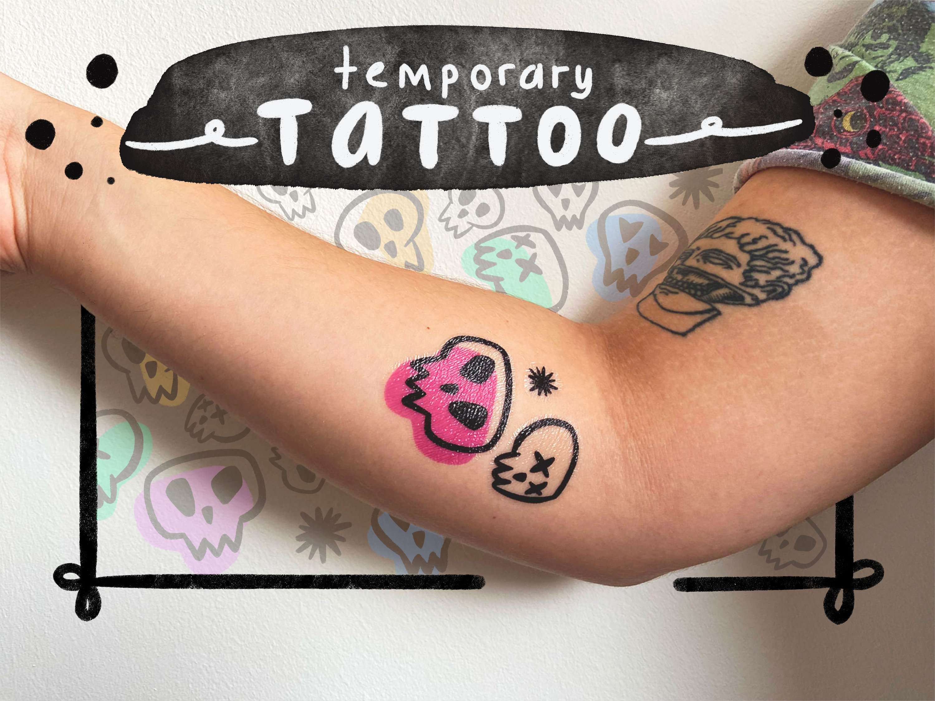 Skulls | Temporary Tattoo | Skin-safe Temporary Tattoo, Gift for Kids ...