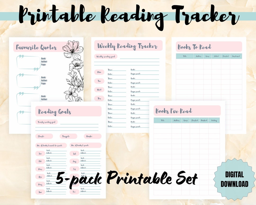 Printable Reading Tracker, Digital Book Tracker, Book Log, New Year ...