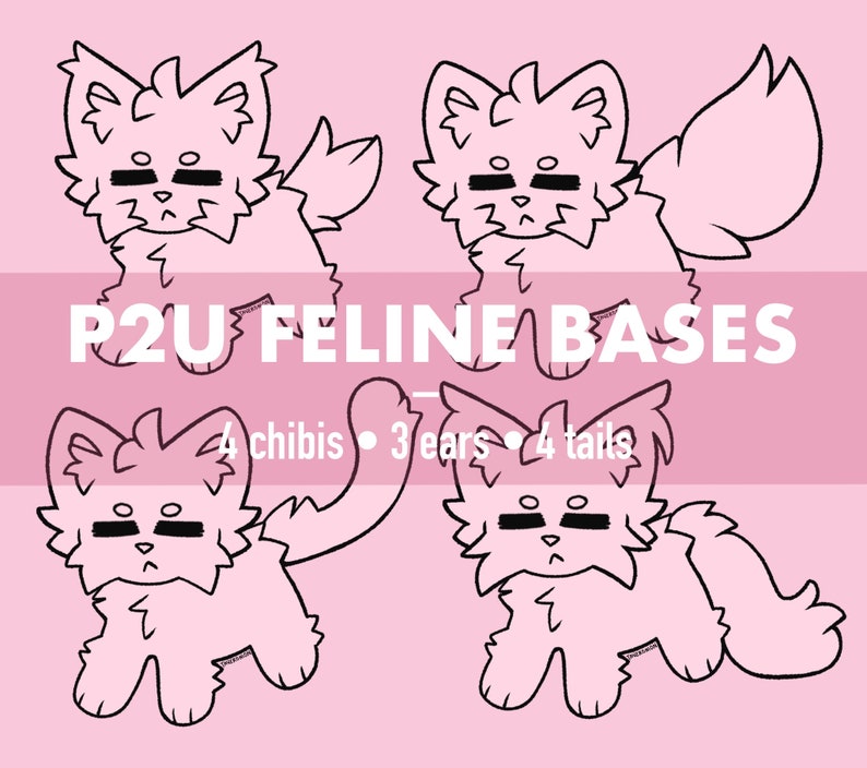 Feline Cat Bases for Adoptables, Customs, and More Chibi, Fursona ...