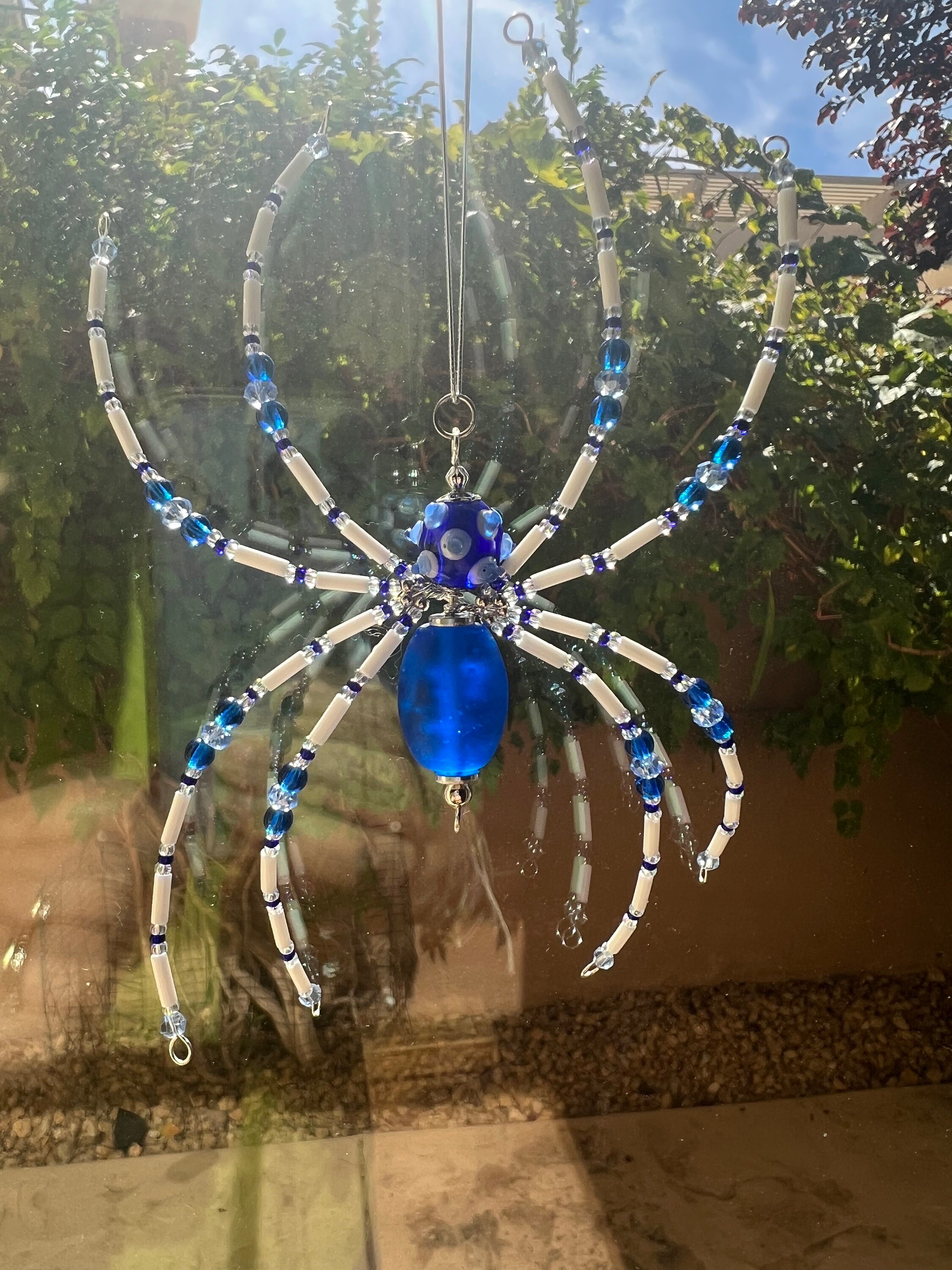 Two Blue Lampwork Spider Sun Catcher - Etsy