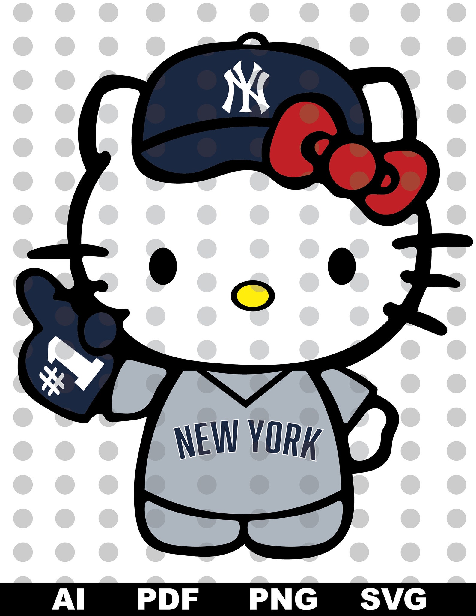 Hello Kitty svg Hello Kitty Yankees svg Yankees svg | Etsy