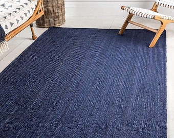 8x10 Navy Blue Rug | Etsy