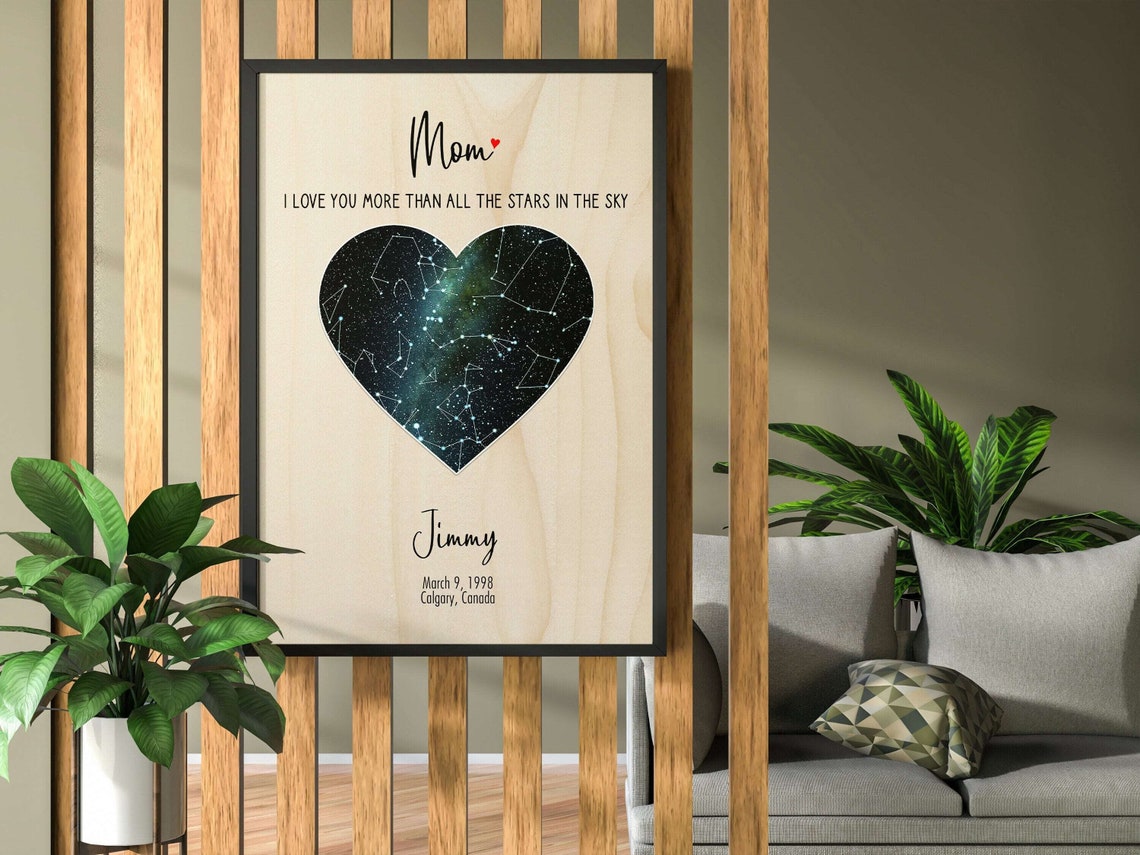 Constellation Print Custom Star Map Gift Night Sky Map by Date ...