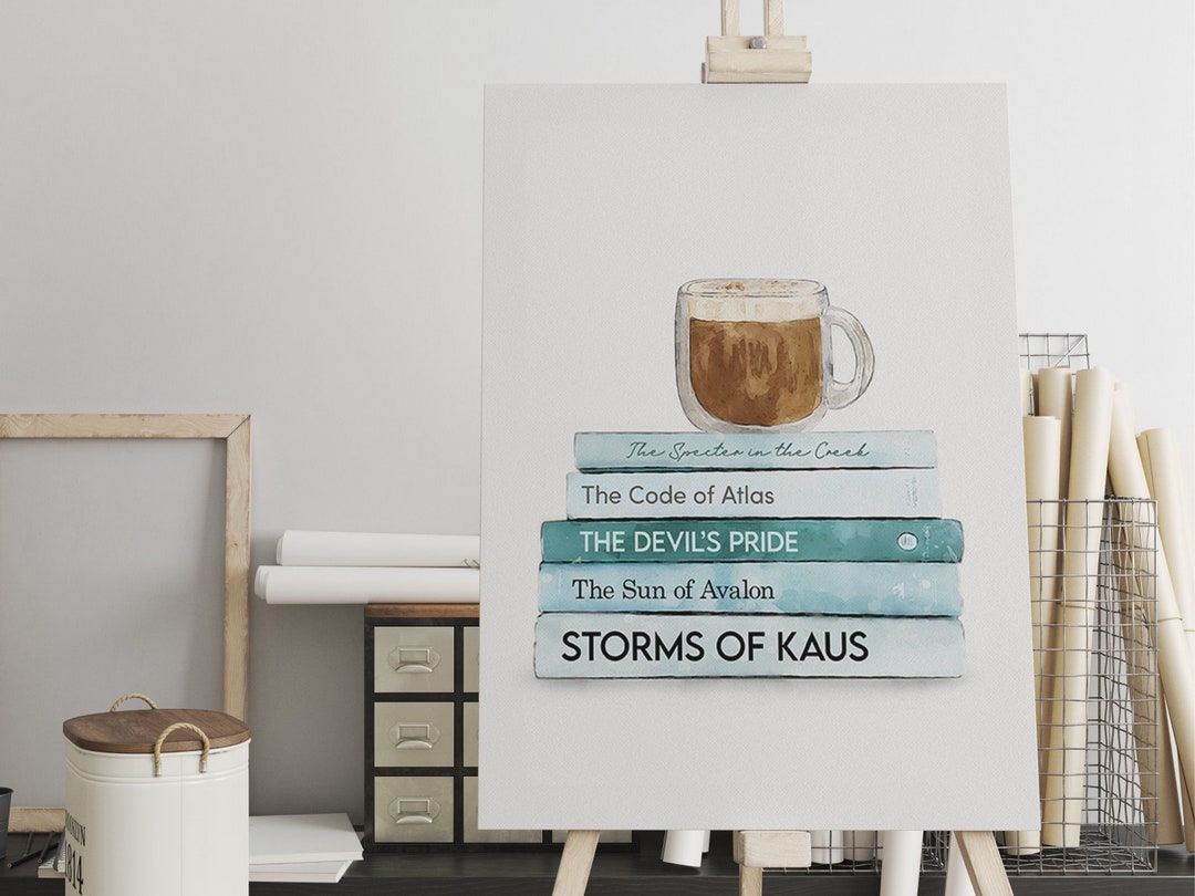 Stack of Book Print, Favorite Book Custom Poster, Personalized Gift for ...