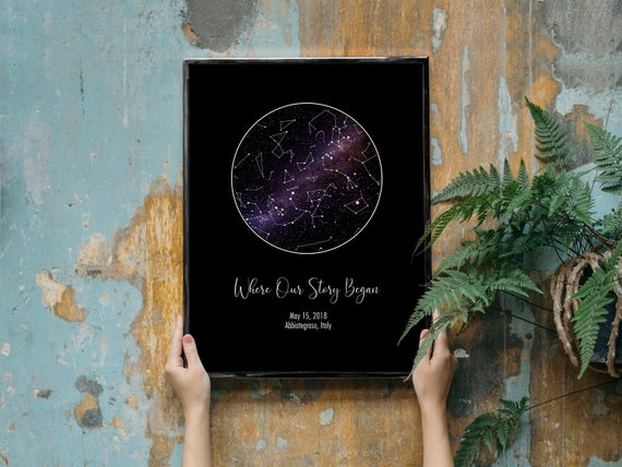 Custom Star Map by Date Night Sky Print Engagement Gift for | Etsy