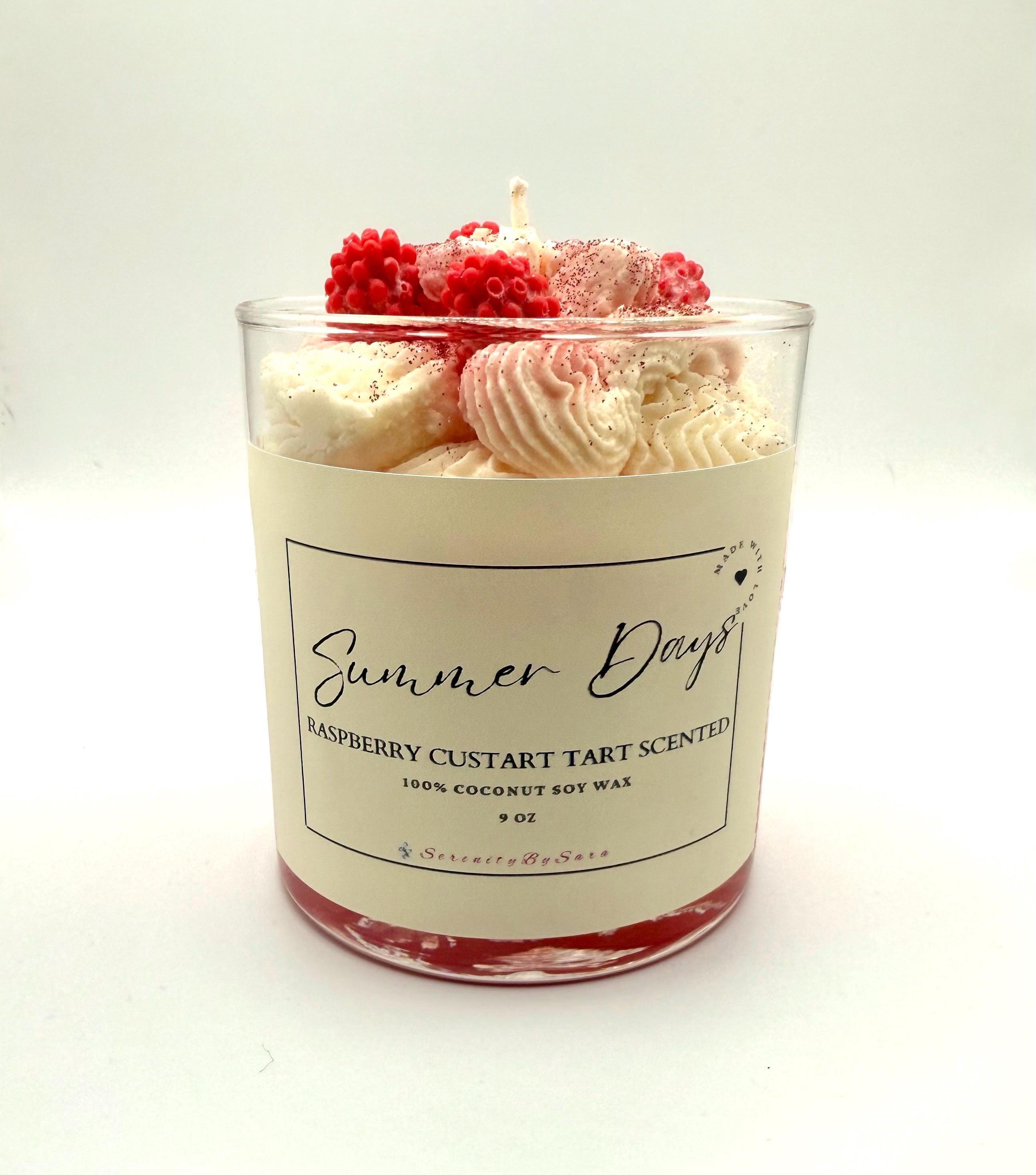 Raspberry Custard Tart Candle, Whipped Wax. Dessert Candle, Piped ...
