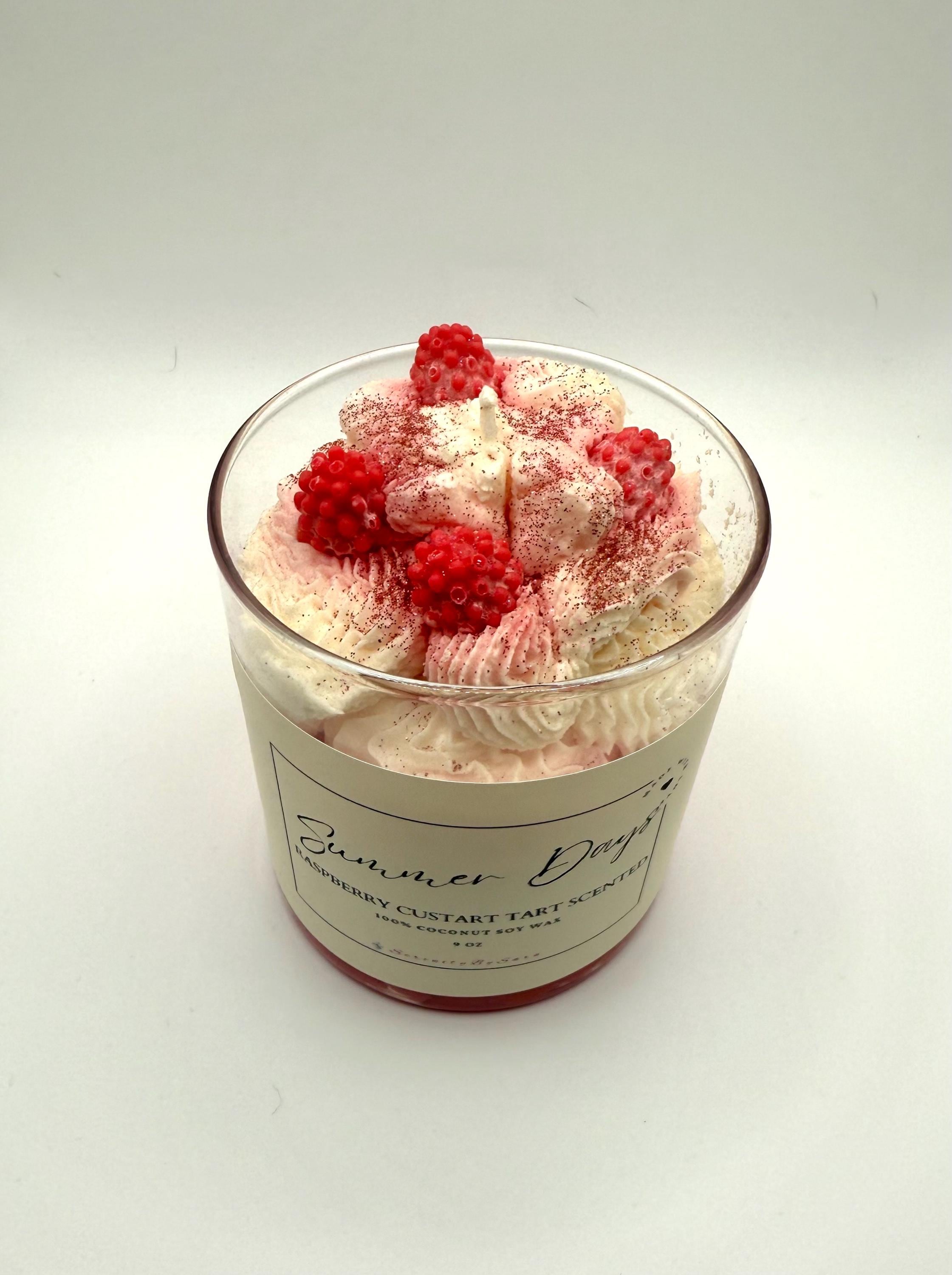 Raspberry Custard Tart Candle, Whipped Wax. Dessert Candle, Piped ...