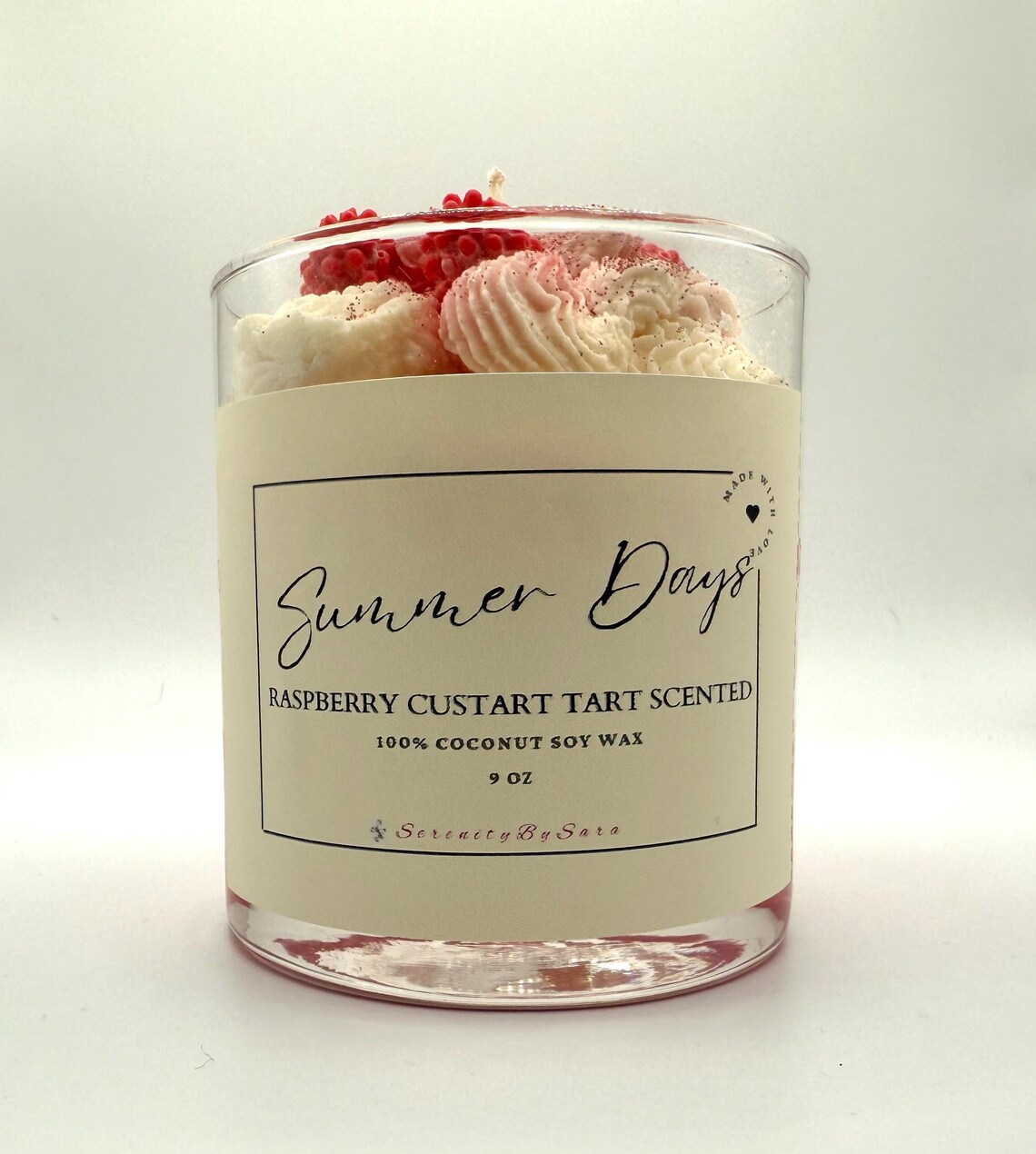 Raspberry Custard Tart Candle, Whipped Wax. Dessert Candle, Piped ...