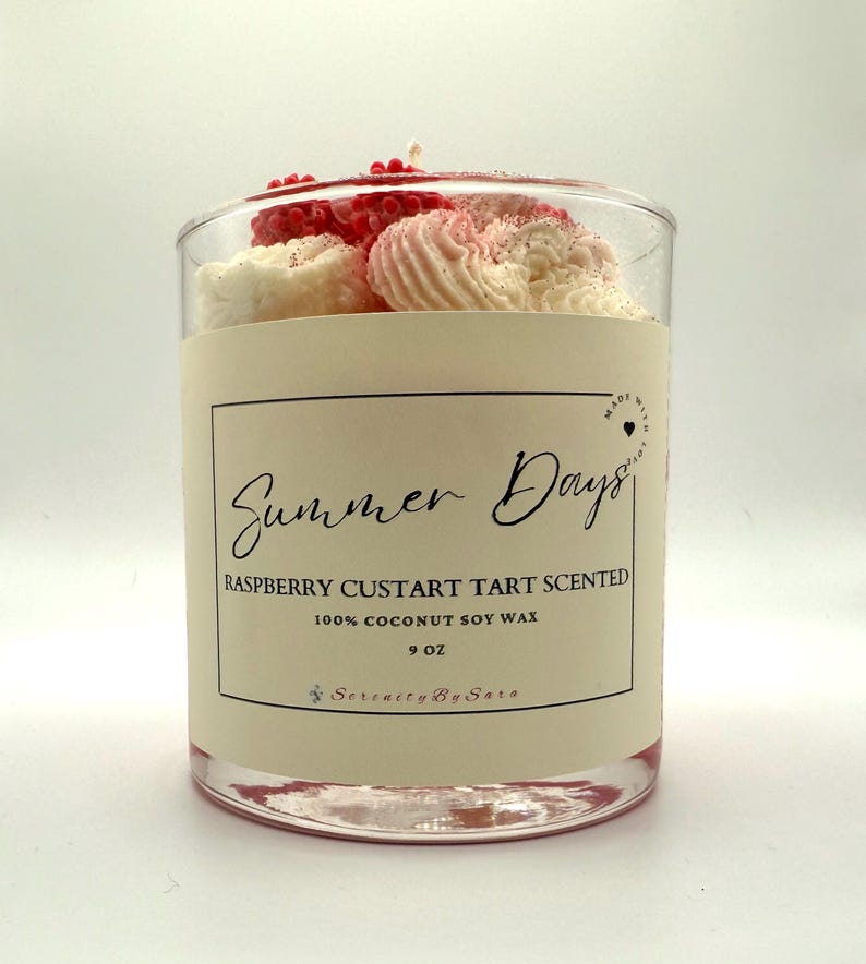 Raspberry Custard Tart Candle, Whipped Wax. Dessert Candle, Piped ...