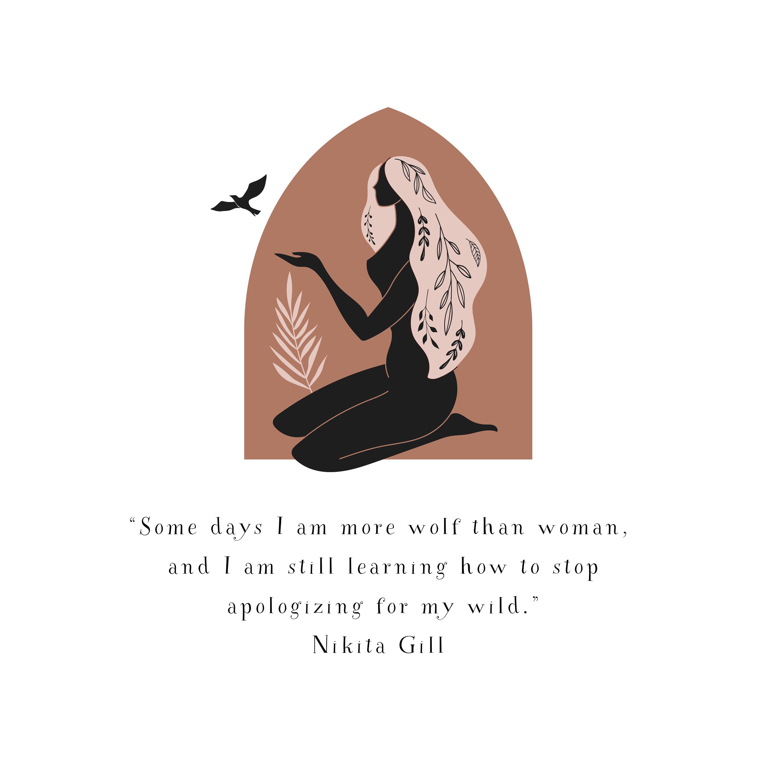 Wild Woman, Divine Feminine Printable Wall Art, Goddess Spiritual Quote ...