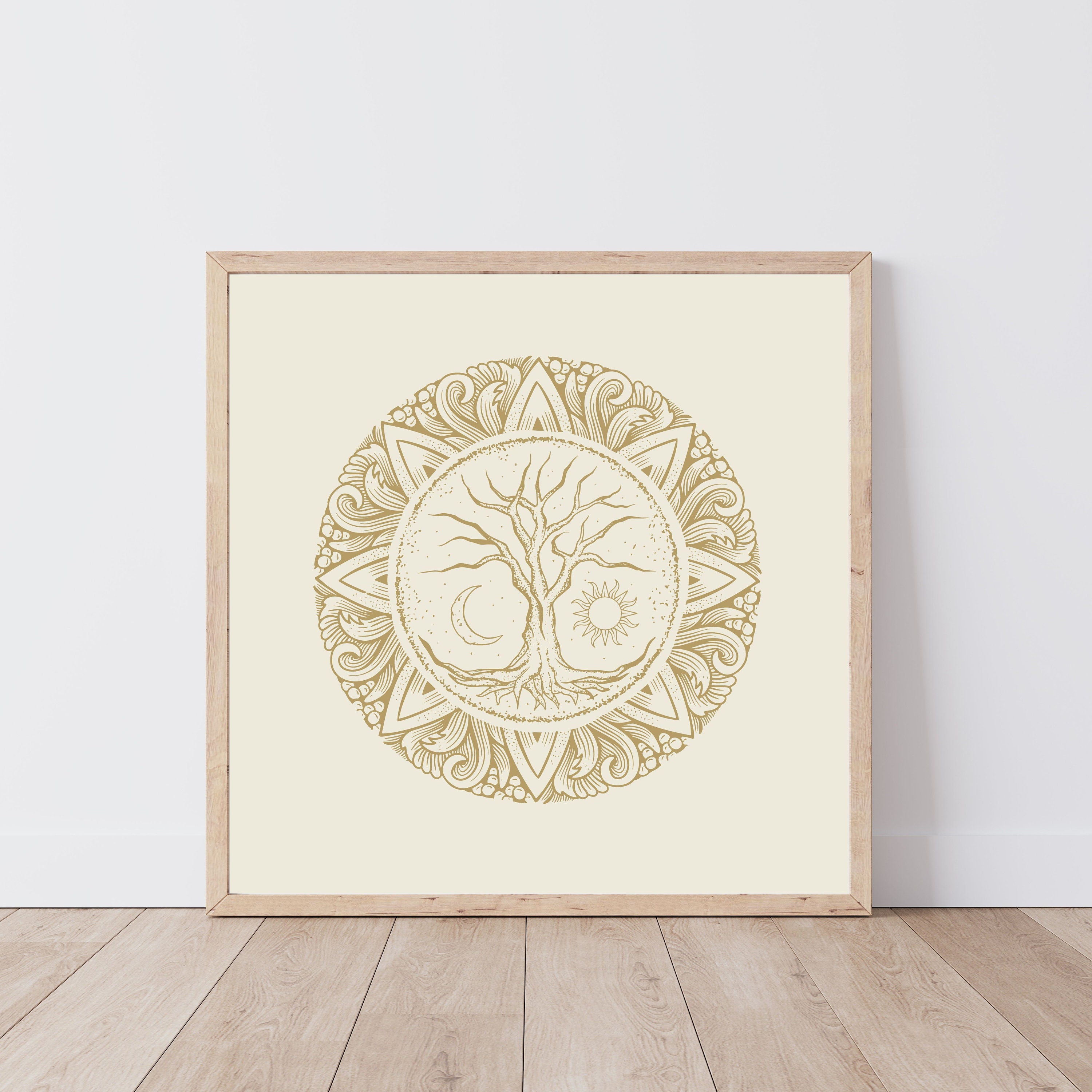 Magical Tree, Sun and Moon Illustration, Celestial Home Decor, Tree ...