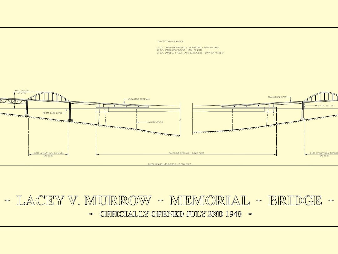 Lacey V. Murrow Memorial Bridge - Architectural Print - Etsy
