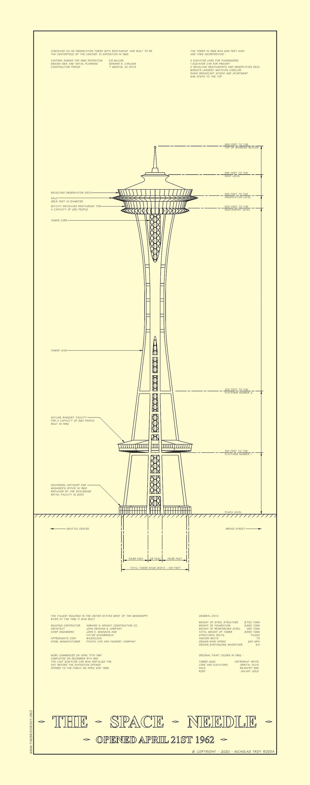 The Space Needle - Architectural Print - Etsy