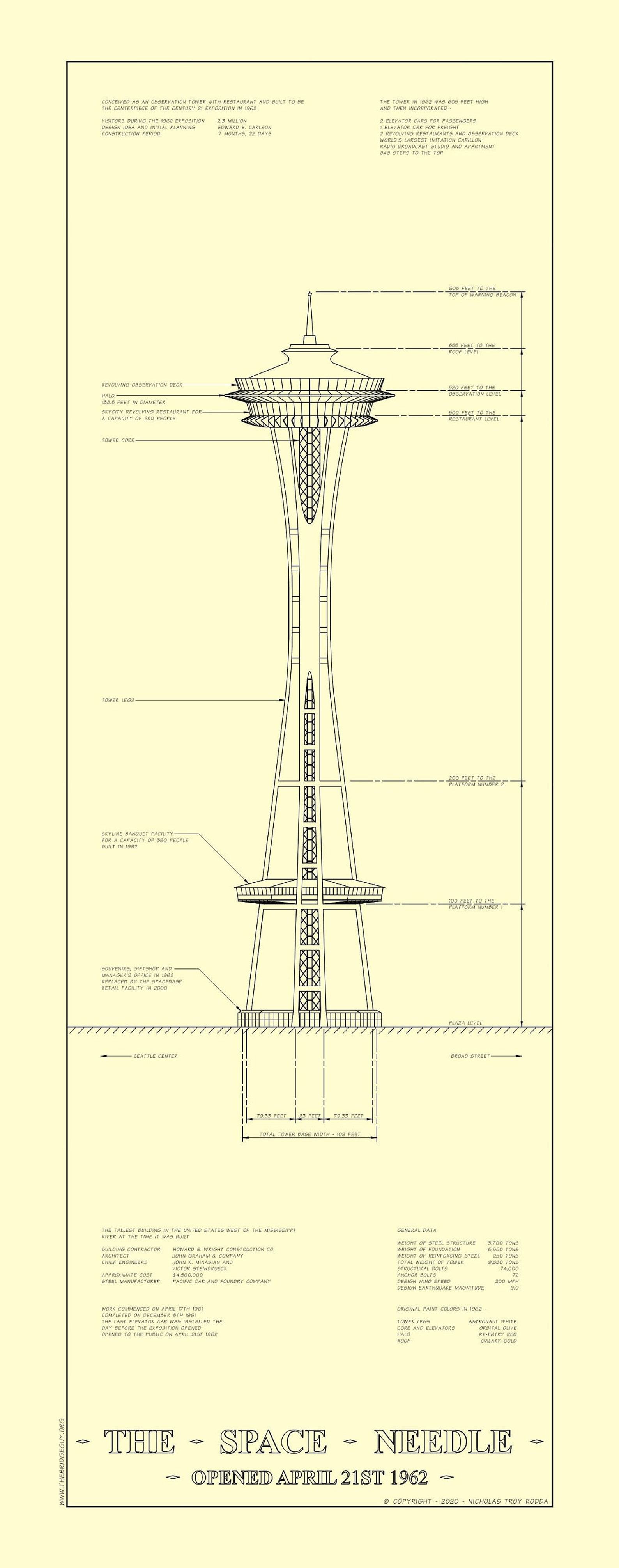The Space Needle - Architectural Print - Etsy