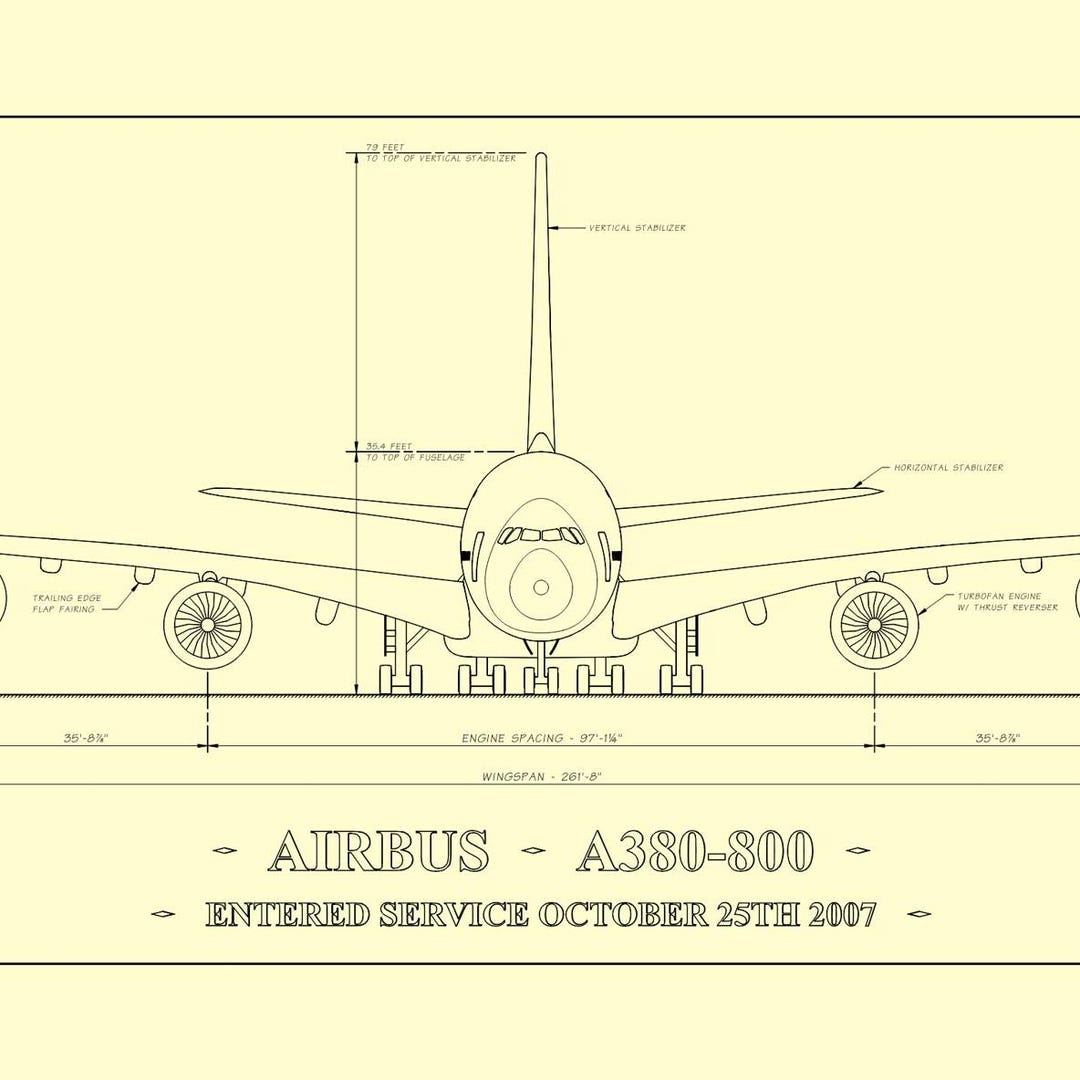 Airbus A380-800 - Architectural Print - Etsy