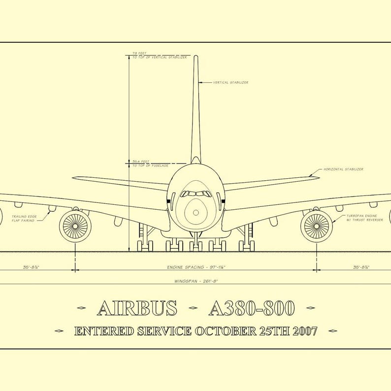 Airbus A380-800 - Architectural Print - Etsy