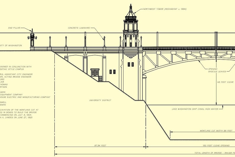 Montlake Bridge - Architectural Print - Etsy