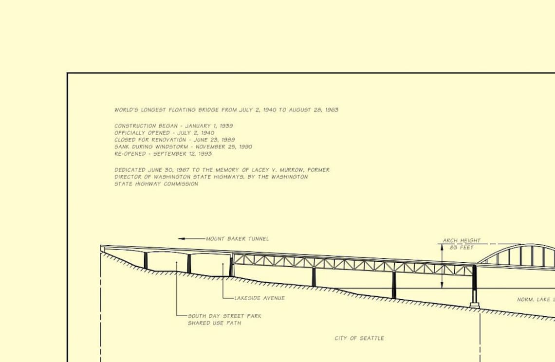 Lacey V. Murrow Memorial Bridge - Architectural Print - Etsy