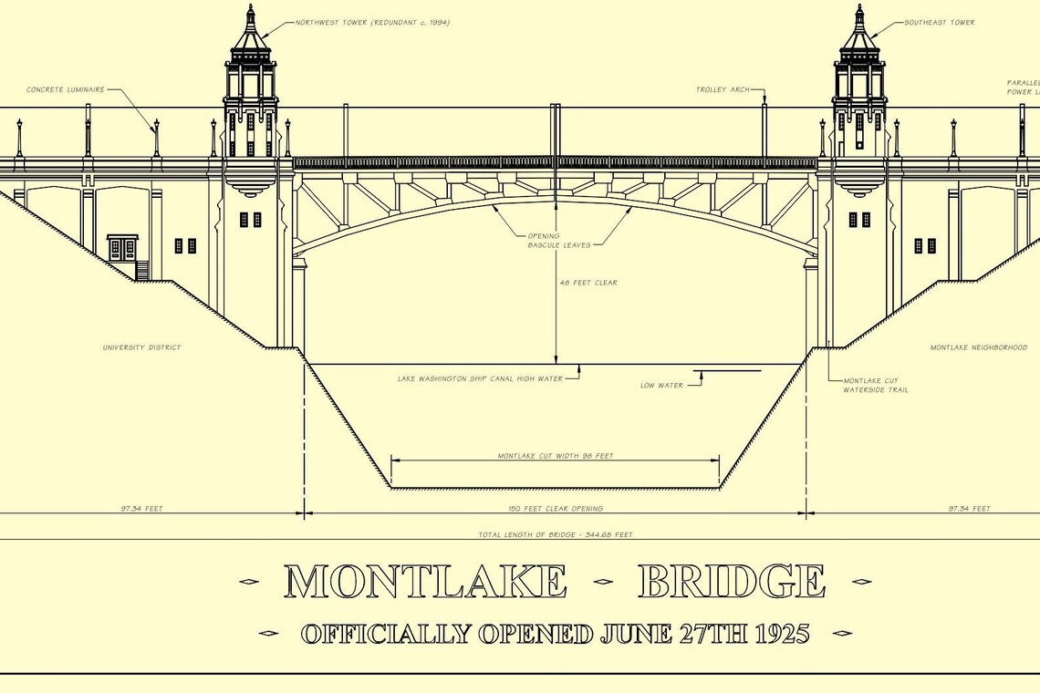 Montlake Bridge - Architectural Print - Etsy