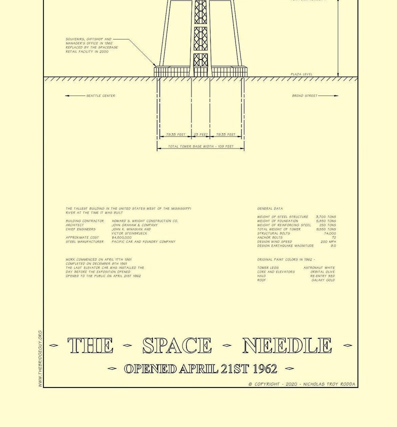 The Space Needle - Architectural Print - Etsy