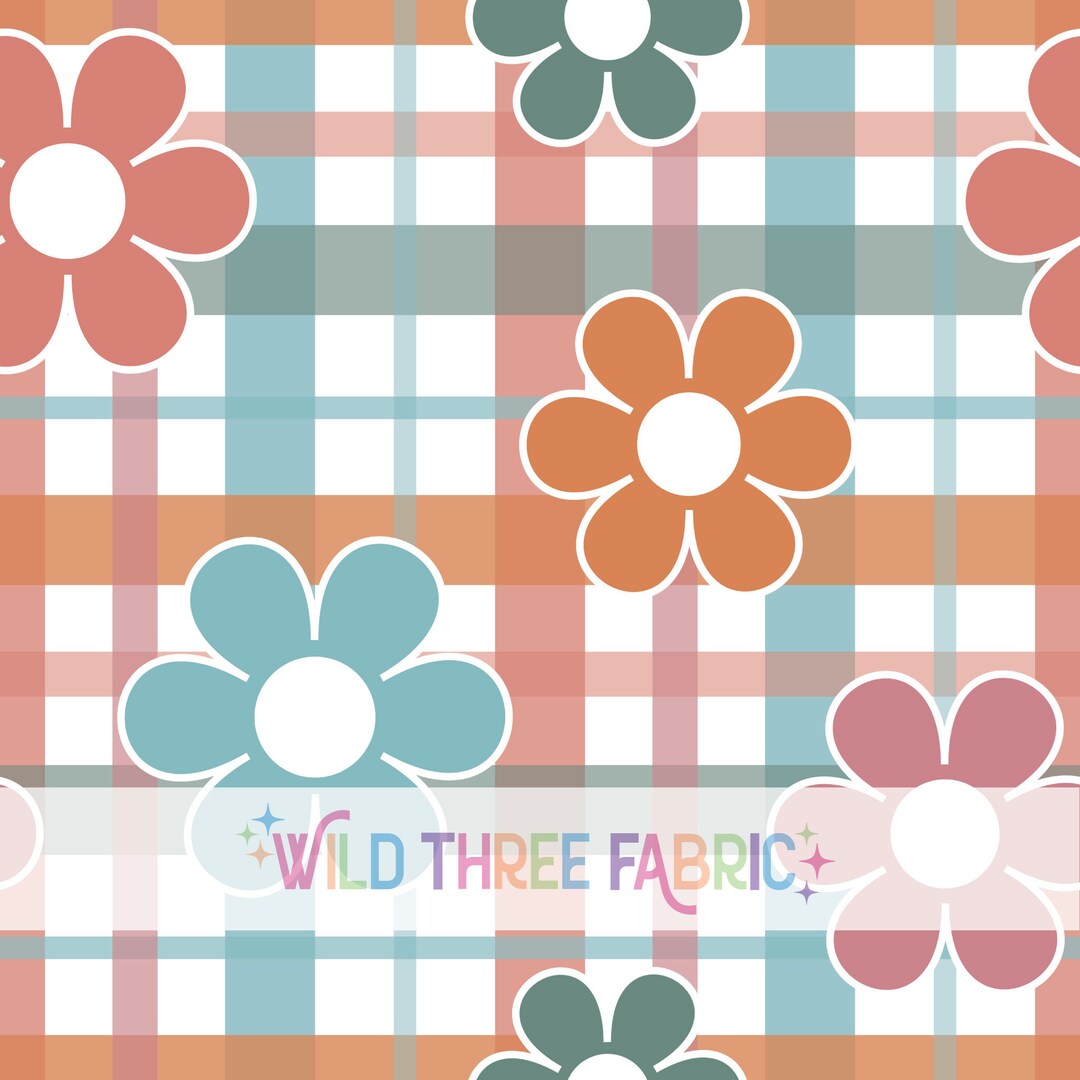 Flowers on Plaid Seamless Digital File Floral Seamless Digital File ...