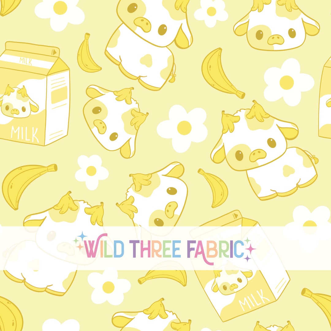 Banana Cow Seamless Digital File Kawaii Seamless Digital File Banana ...